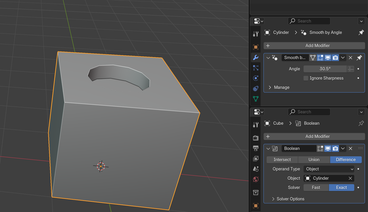 Smooth by angle modifier no affecting my Boolean holes - CG Cookie