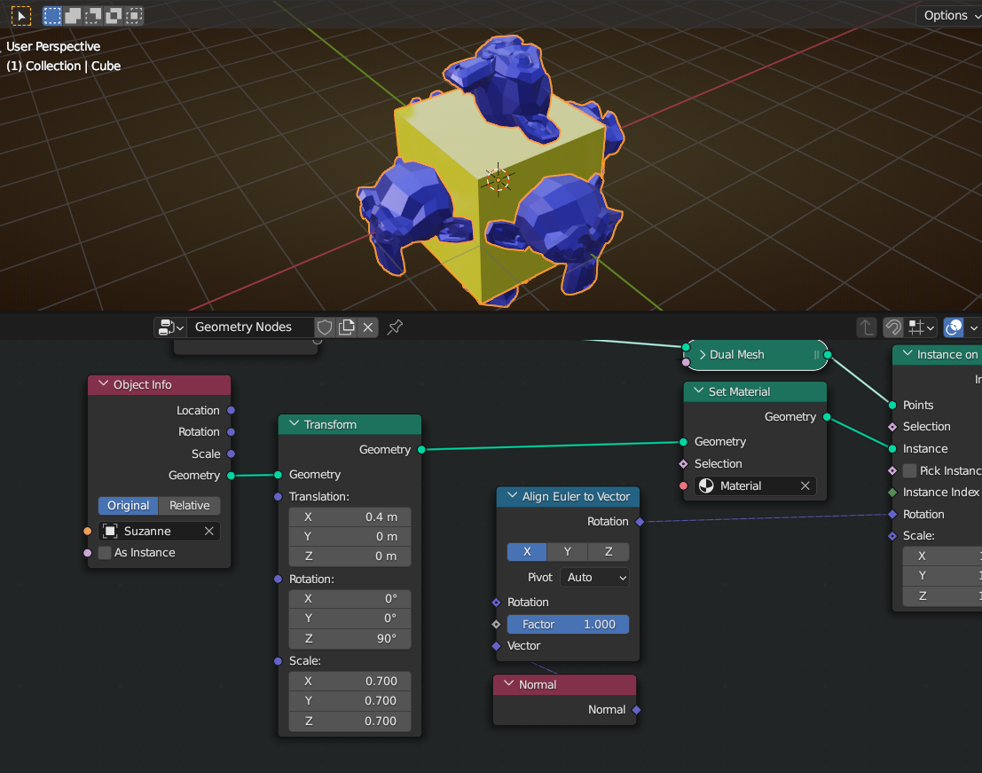 Geometry nodes - tiling instances on the faces of a mesh - CG Cookie