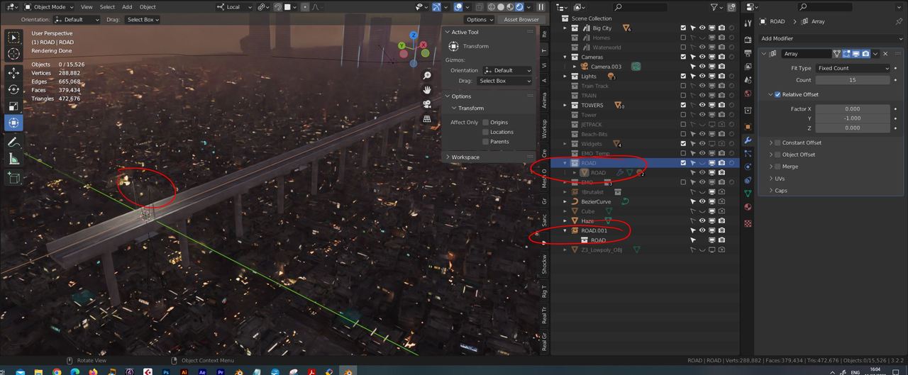 How best to add multiple lights to an object with an array modifier added? - CG Cookie