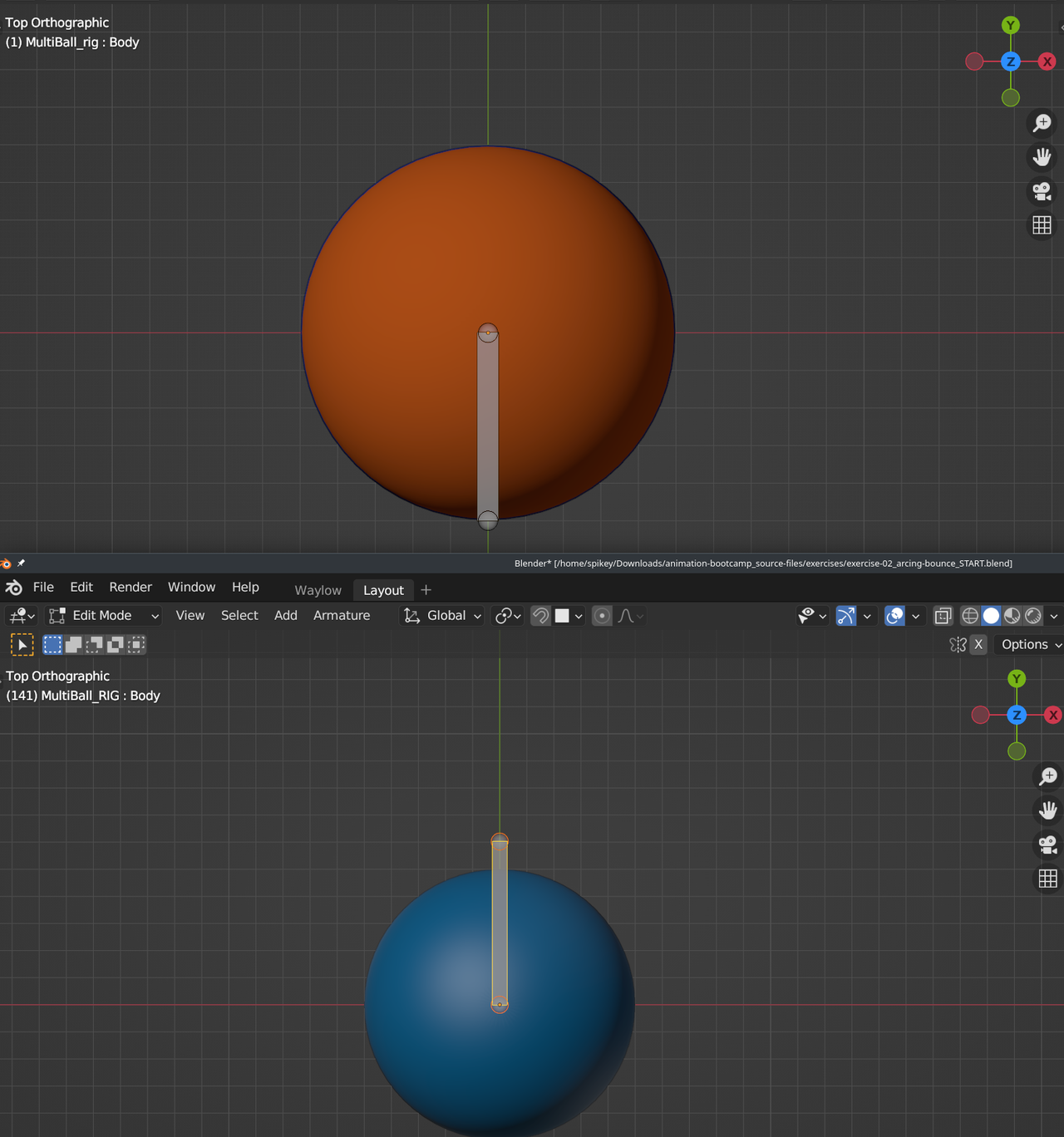 Compared with bouncing ball exercise in Fundatmentals Animation - CG Cookie