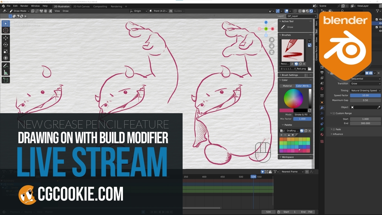 Grease Pencil Blender 3.5 Beta feature: natural speed build - CG Cookie